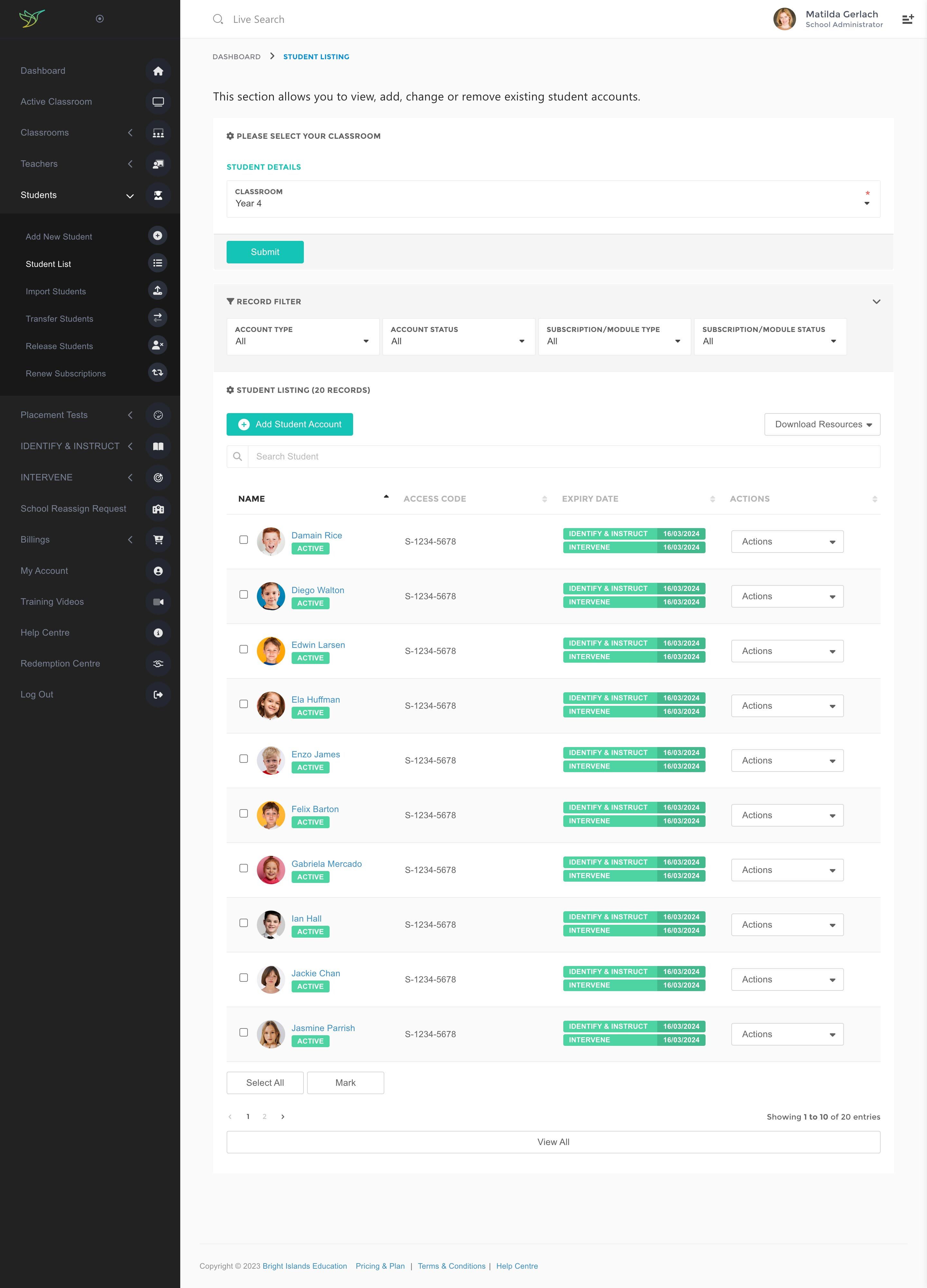 Student List (Edit or Delete Student) – Bright Islands CoCo — Help Centre