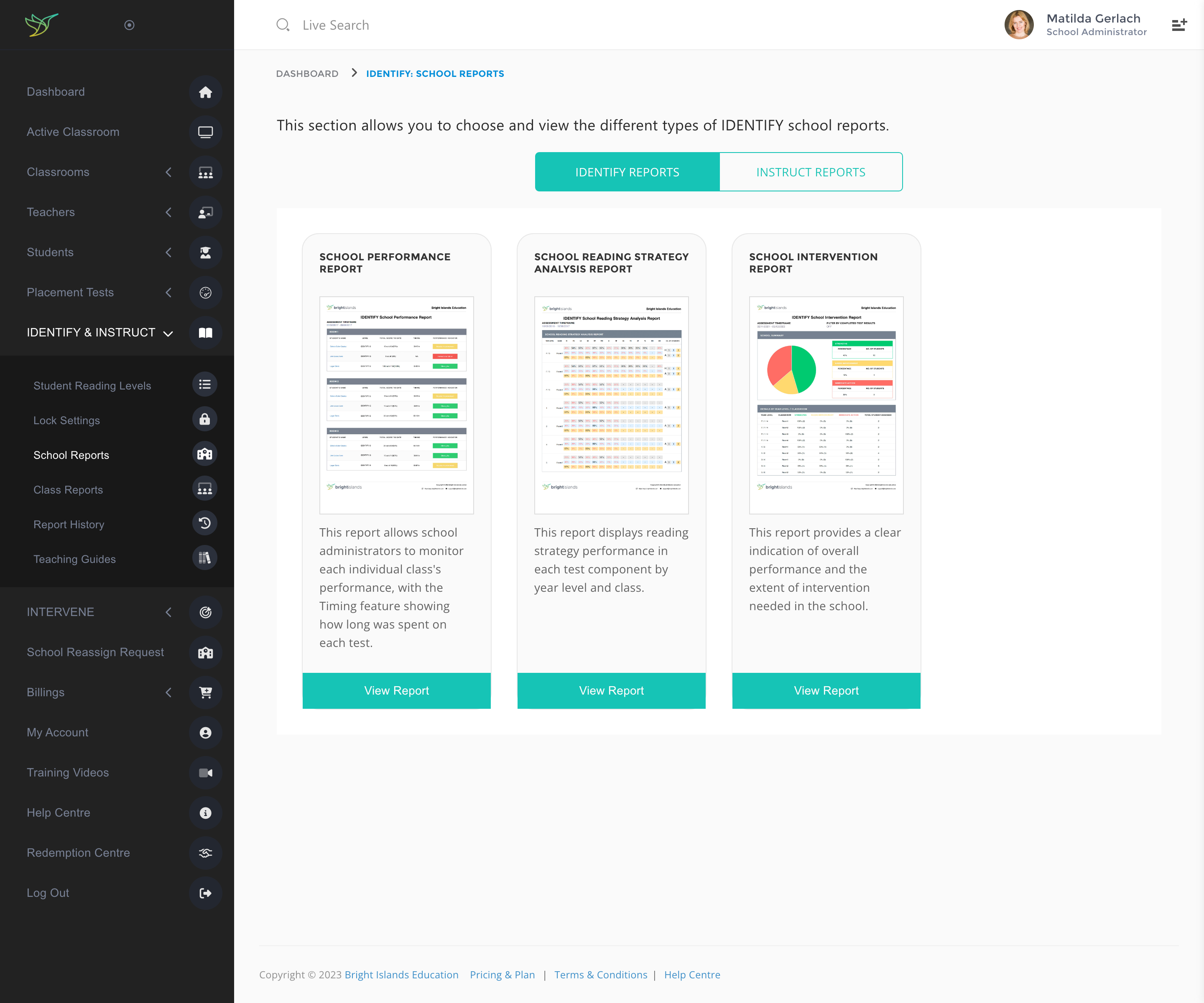IDENTIFY School Reports – Bright Islands CoCo — Help Centre