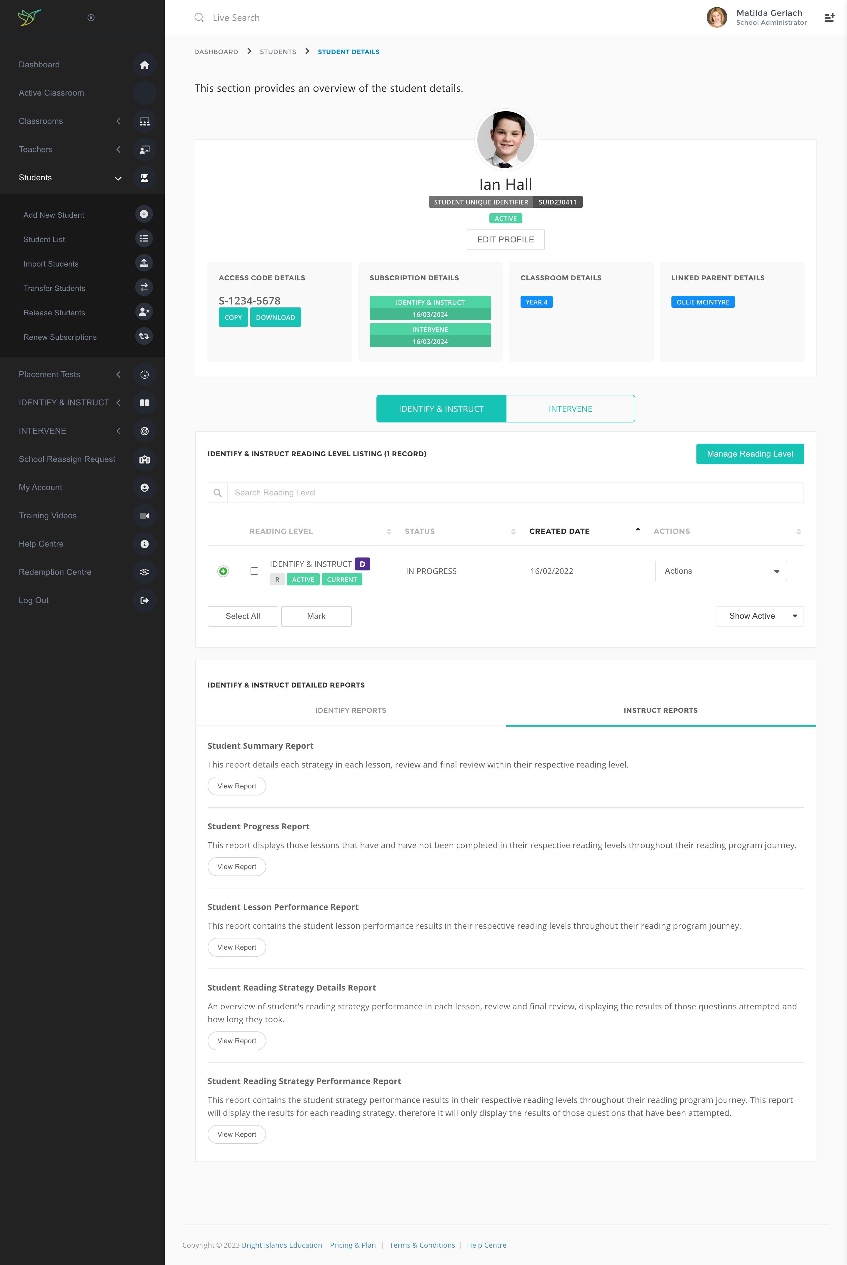 INSTRUCT Student Reports – Bright Islands CoCo — Help Centre